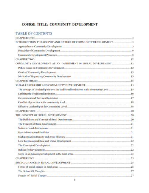 Introduction to Community Development Notes - Elimucloud