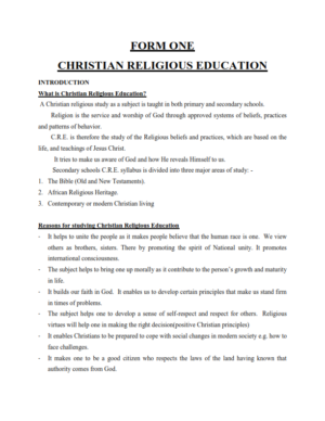 Form 1 Comprehensive Christian Religious Education (CRE) Notes - Elimu ...