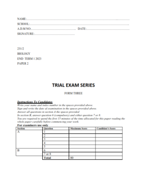 Form 3 Biology Paper 2 End Term 1 Examination 2023 With MS – Elimu ...