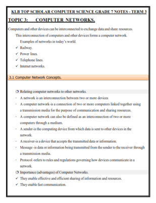 GRADE 7 COMPUTER SCIENCE NOTES - TERM 3 - Elimu Cloud | Notes, Exams ...