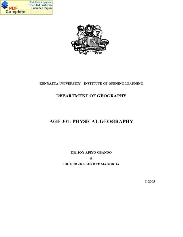 AGE 301 Physical Geography III Notes - Kenyatta University - Elimu ...