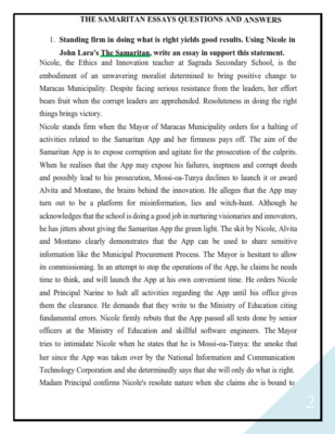 THE SAMARITAN SET BOOK ESSAY QUESTIONS AND ANSWERS – Elimu Cloud ...