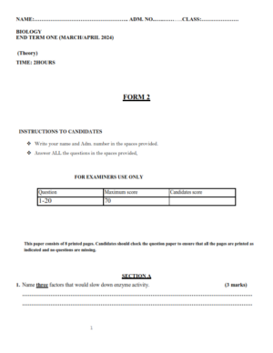 2024 Form 2 Biology End of Term 1 Exam with Marking Schemes - Elimu ...