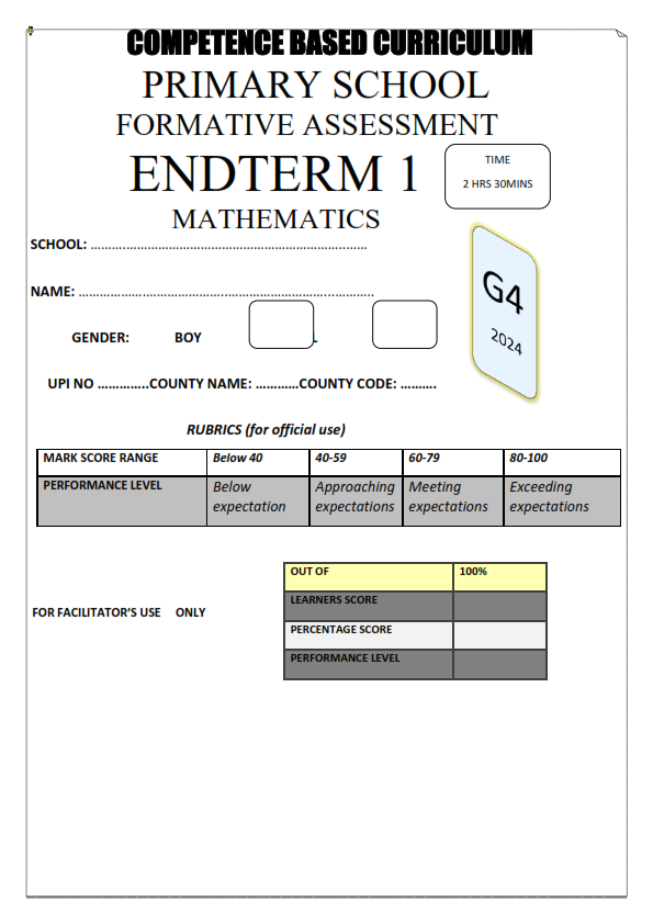 2024 GRADE 4 END TERM 1 EXMAS WITH MARKING SCHEMES – Elimu Cloud ...