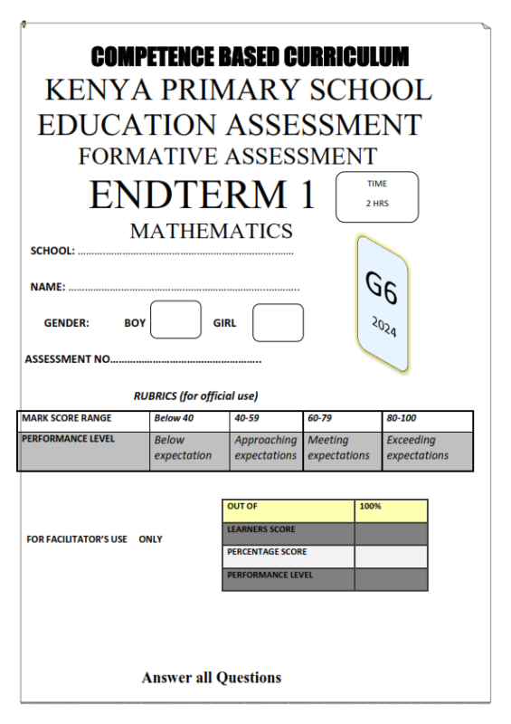 2024 GRADE 6 END TERM 1 EXMAS WITH MARKING SCHEMES Elimu Cloud 2024 GRADE 6 END TERM 1 EXMAS WITH MARKING SCHEMES Elimu Cloud