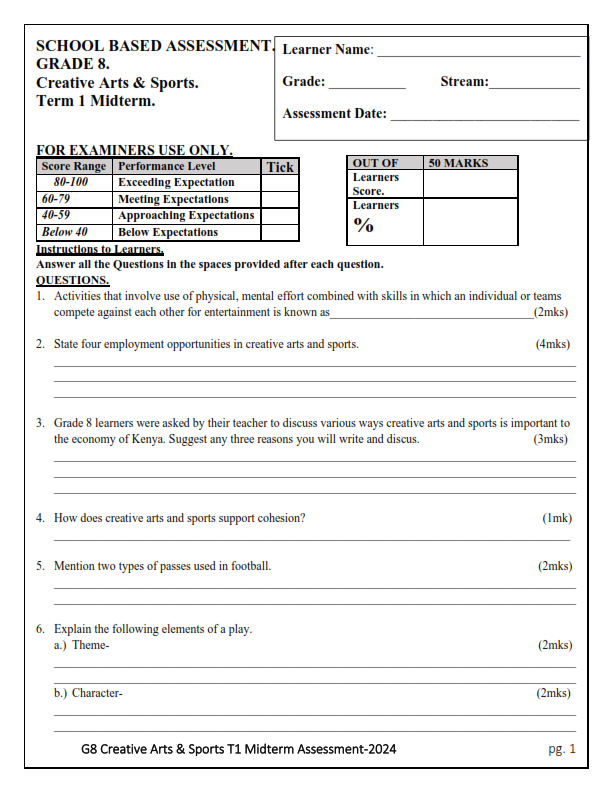 2025 Grade 8 CRE End Of Term 2 Exam With Marking Scheme Elimu Cloud