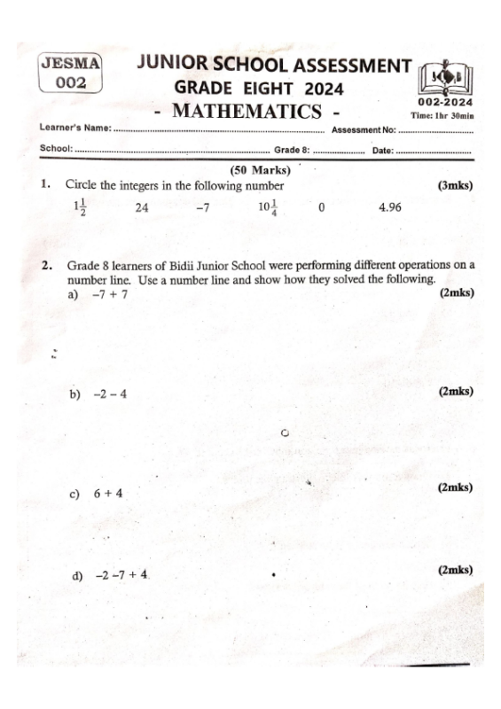 2025 GRADE 8 MID TERM 2 EXAMS WITH MARKING SCHEMES Elimu Cloud 2025 GRADE 8 MID TERM 2 EXAMS WITH MARKING SCHEMES Elimu Cloud