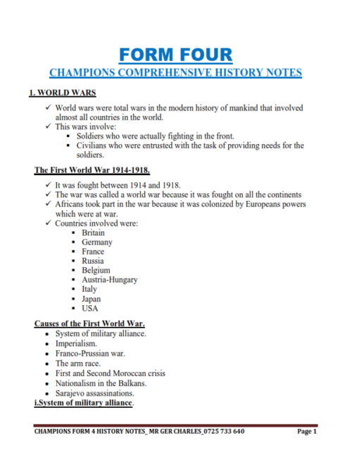 FORM 4 CHAMPIONS COMPREHENSIVE HISTORY & GOVERNMENT NOTES - Elimu Cloud ...