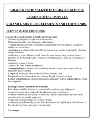 GRADE 8 RATIONALIZED INTEGRATED SCIENCE LESSON NOTES - Elimu Cloud ...