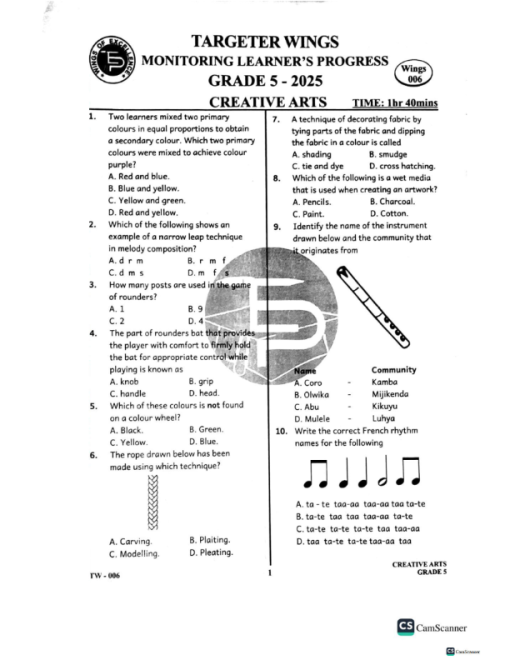 2025 GRADE 5 TARGETER WINGS 006 EXAMS WITH MARKING SCHEMES - Elimu ...