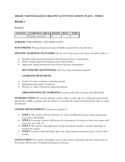 2025 GRADE 3 ALL SUBJECTS LESSON PLAN - TERM 3 - Elimu Cloud | Notes ...