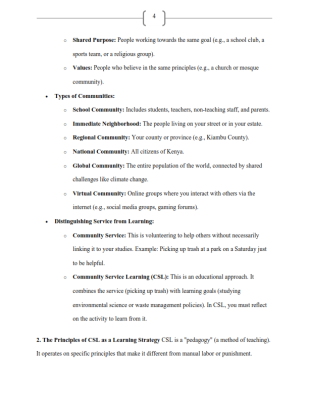 Grade 10 Community Service Learning (CSL) Notes Term 1-3 - Elimu Cloud ...